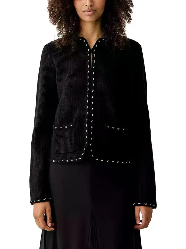 Luisa Spagnoli Embellished Bouclé Cardigan - Black