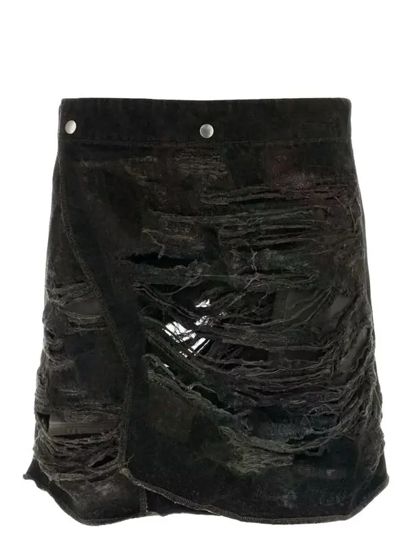 Rick Owens Distressed Asymmetric Mini Skirt - Brown
