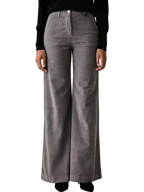 Luisa Spagnoli Olap Corduroy Palazzo Trousers - Grey