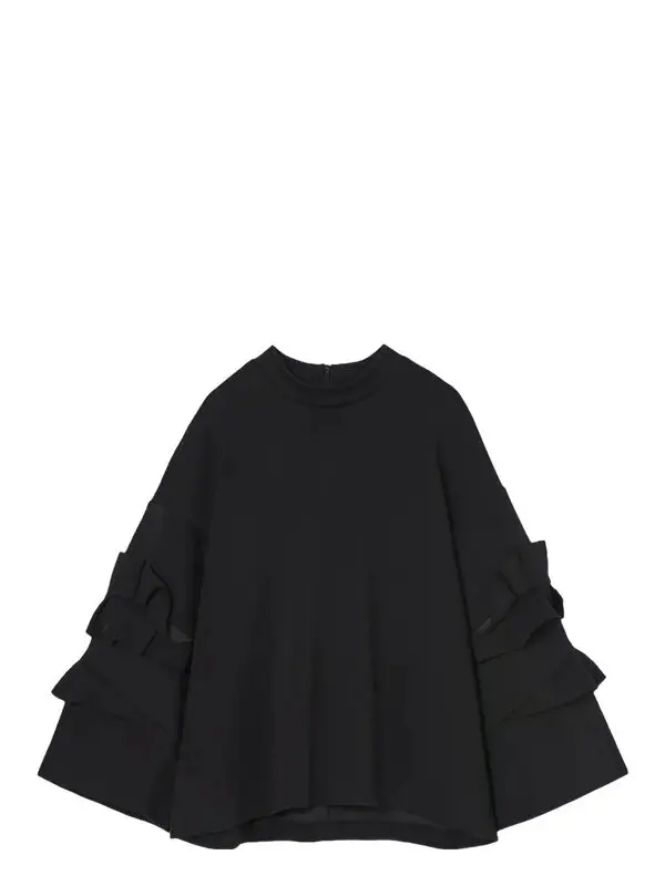 PSOPHIA Ruffled-sleeve T-shirt - Black