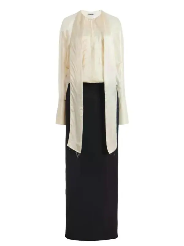 DARKPARK Monica Two-tone Pussy-bow Dress - Neutrals
