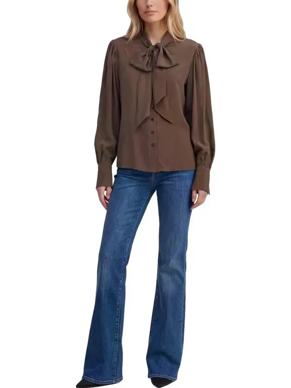 Vintage Pussy-bow Long-sleeve Shirt - Brown