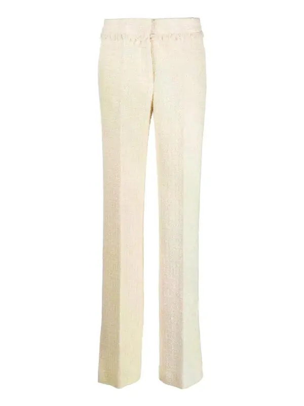 DEL CORE Frayed-detailing Pressed-crease Tailored Trousers - Neutrals