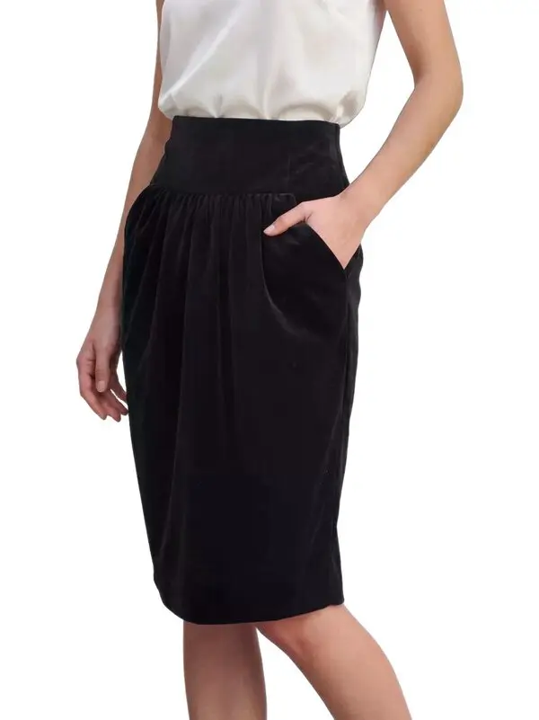 Prada Velvet Gathered Midi Skirt - Black