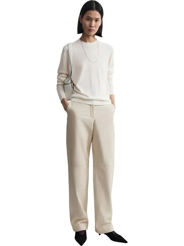 TOTEME Easy Leather Trousers - Stone
