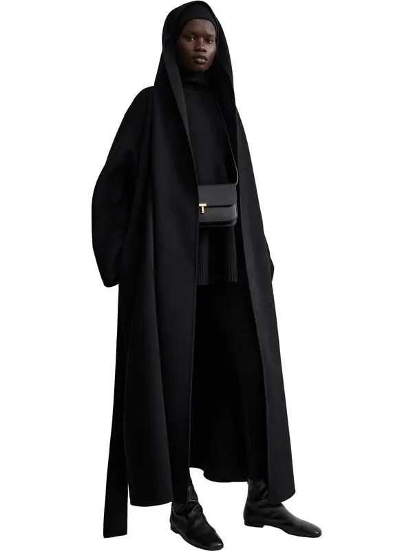 TOTEME Hoodie Belted Coat - Black