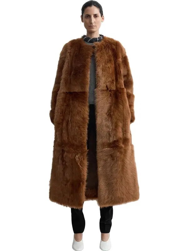 TOTEME Silky Shearling Coat - Ginger