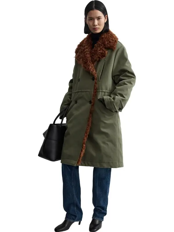 TOTEME Shearling Cotton Parka - Moss
