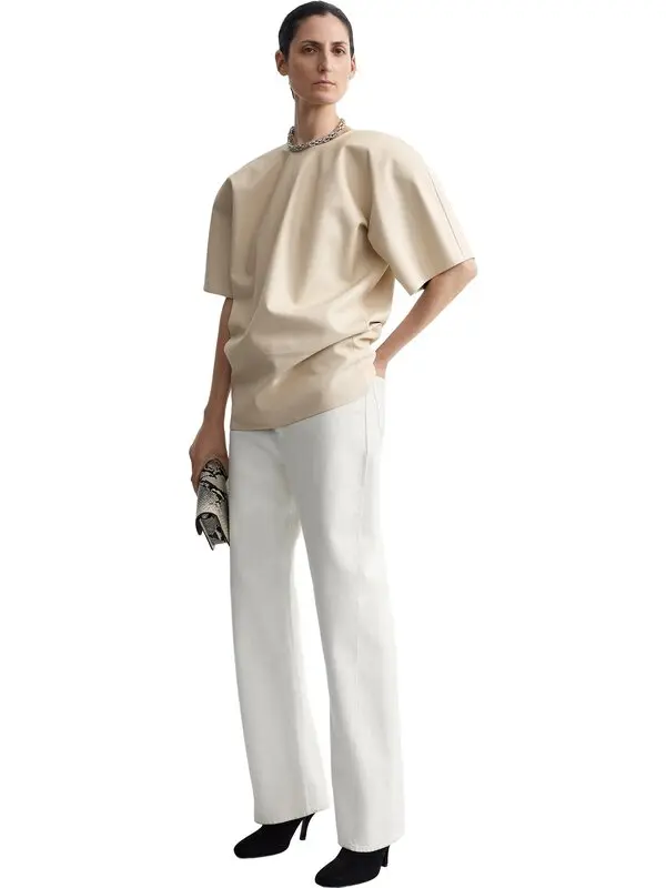 TOTEME Cocoon Leather Top - Stone