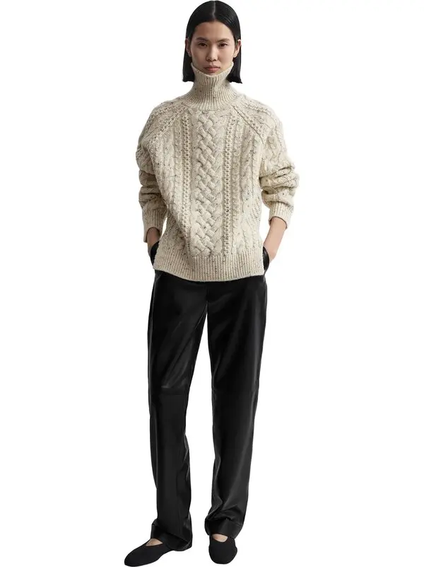 TOTEME Cable Knit Turtleneck - Ecru