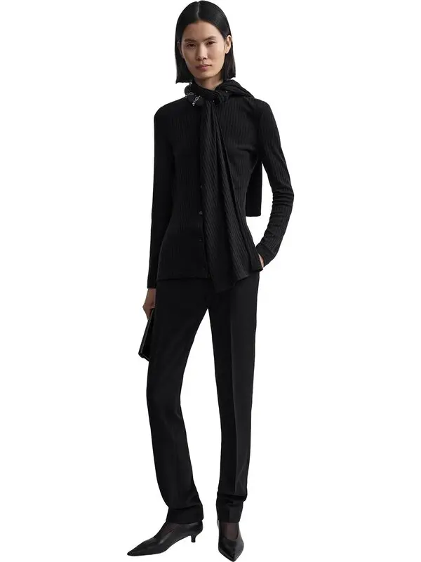 TOTEME Ribbed Bow Blouse - Black