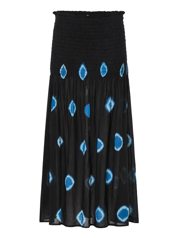 PAR Y ESCALA Smocked Cotton Maxi Josefa Skirt - Black