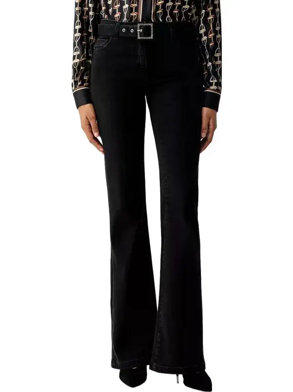 Luisa Spagnoli Oplite Belted Flared Jeans - Black