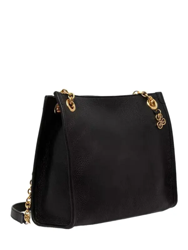 Luisa Spagnoli Iago Logo-pendant Chain-link Shoulder Bag - Black