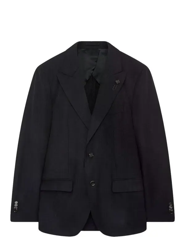 LARDINI Glen-check Peak-lapel Blazer - Blue