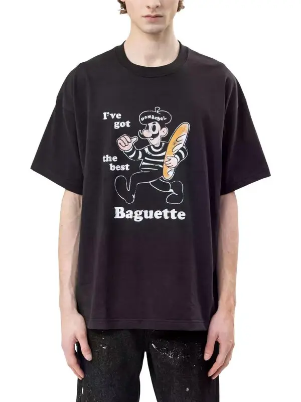 DOMREBEL Baguette Cartoon-print Boxy T-shirt - Black