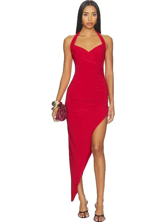 Norma Kamali Cayla Side Drape Gown In . Also - Red