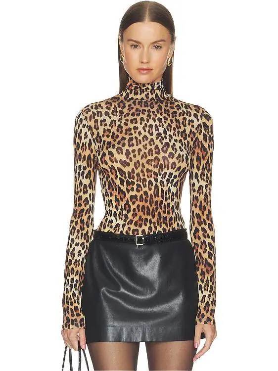Alice + Olivia Delaina Longsleeve Turtleneck Top In . Also - Brown