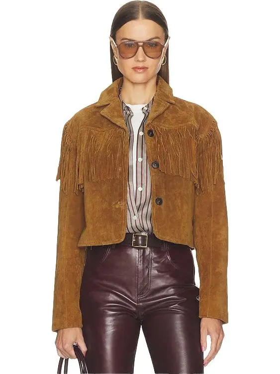 Blanknyc Faux Suede Fringe Jacket In . Also - Brown