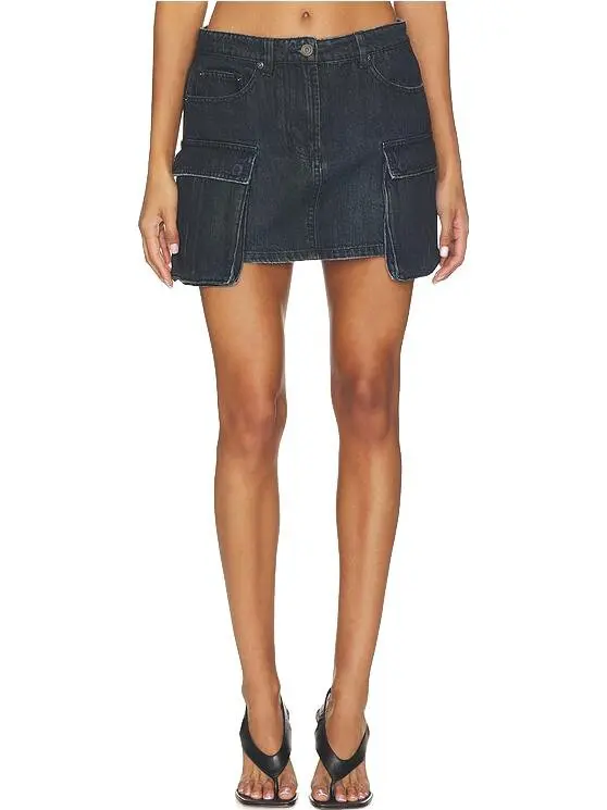 Courtney Zheng Denim Cargo Mini Skirt In . Also - Blue