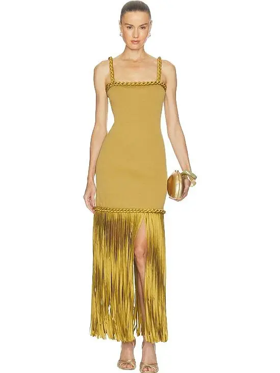 Aje Ribiona Knit Midi Dress In . Also - Olive