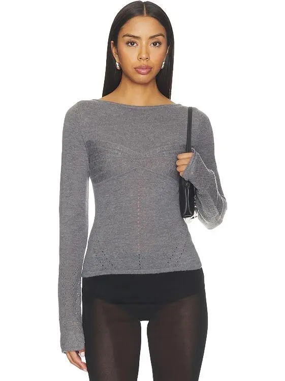 Paris Georgia Amelia Pointelle Top In . Also - Grey