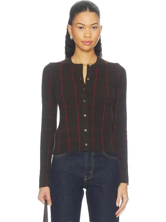 Guest In Residence Jane Checker Cardigan In . Also - Black
