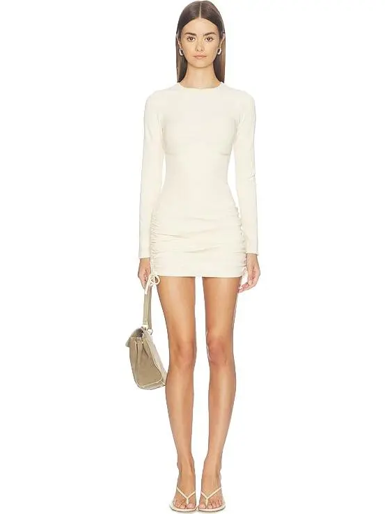 FLEUR DU MAL Drawstring Hourglass Rib Mini Dress In . Also - Ivory