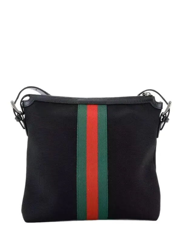 Gucci Web Messenger Bag Techno Canvas Small Crossbody Bag - Black