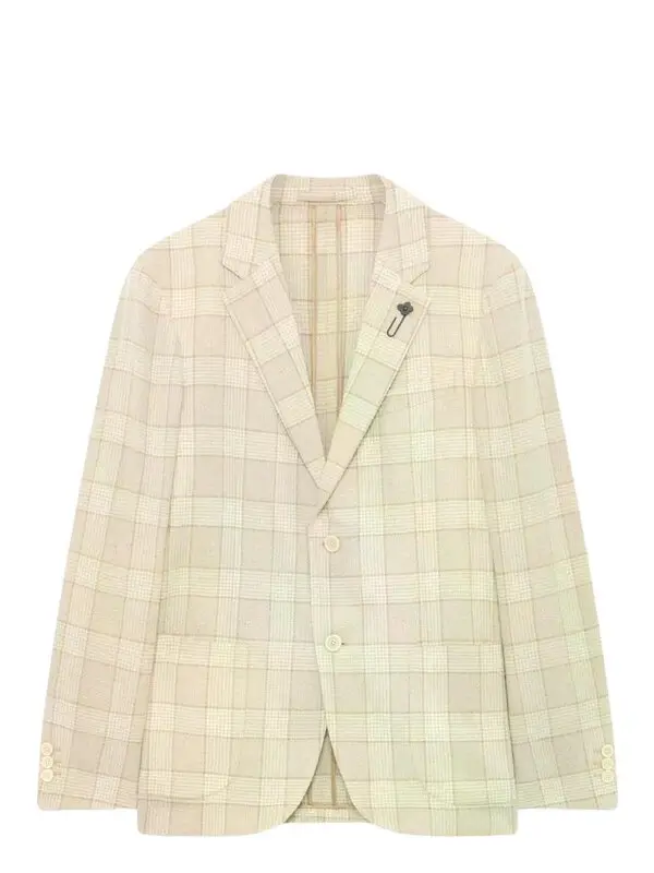 LARDINI Glen-check Bouclé Blazer - Neutrals