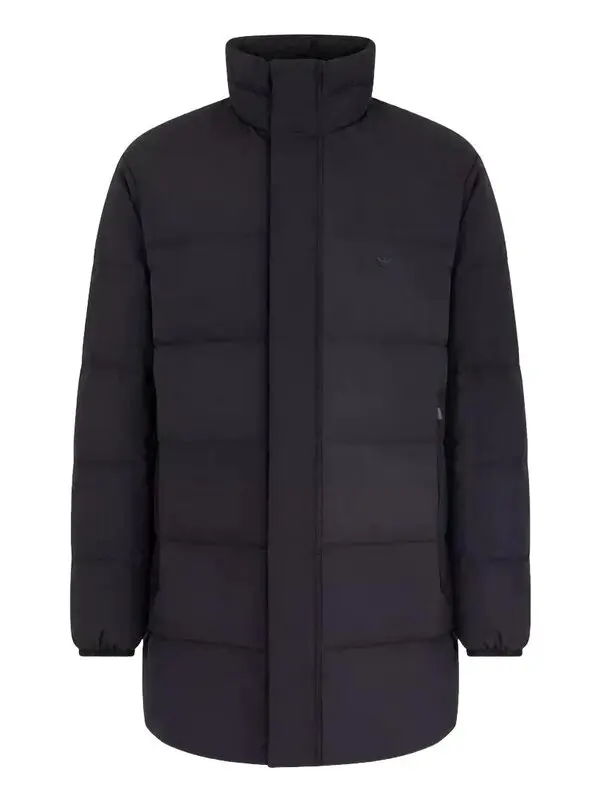 Emporio Armani Quilted Hooded Coat - Blue