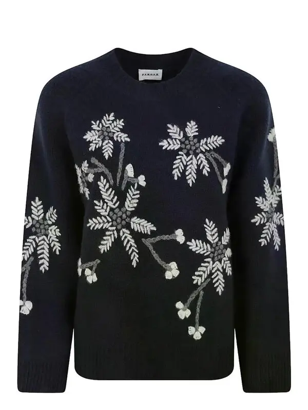 P.a.r.o.s.h Floral-embroidered Sweater - Blue