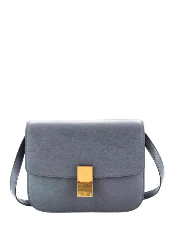 Celine Classic Box Bag Grainy Leather Medium Crossbody Bag - Grey