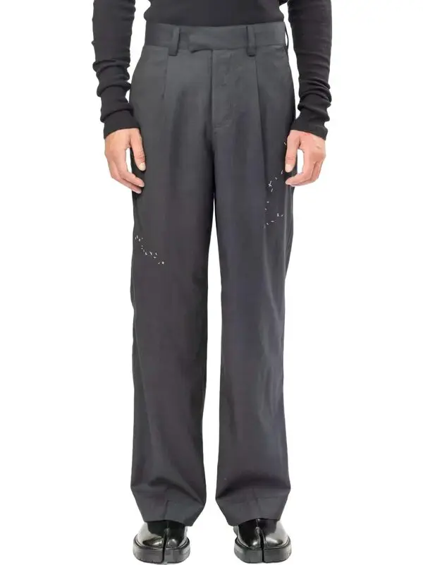 DOMREBEL Bully Cross-stitch Wool Trousers - Grey
