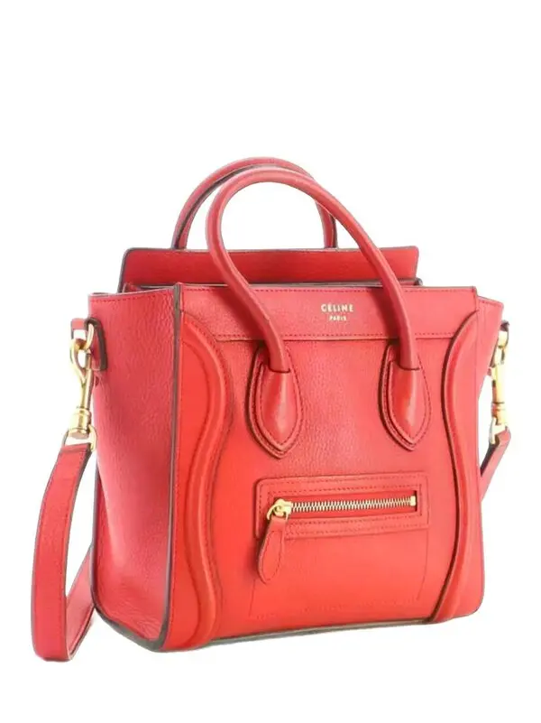 Celine Luggage Bag Grainy Leather Nano Crossbody Bag - Red