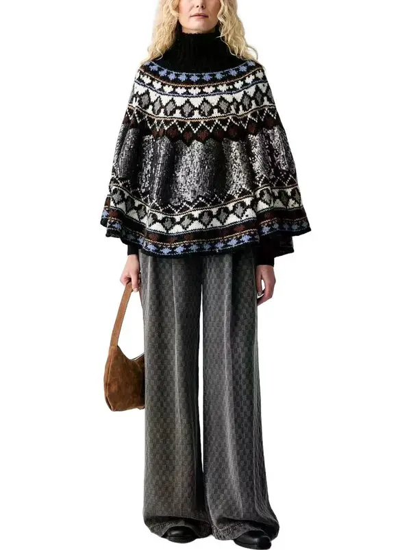 Munthe Verst Sequin-embellished Poncho - Black