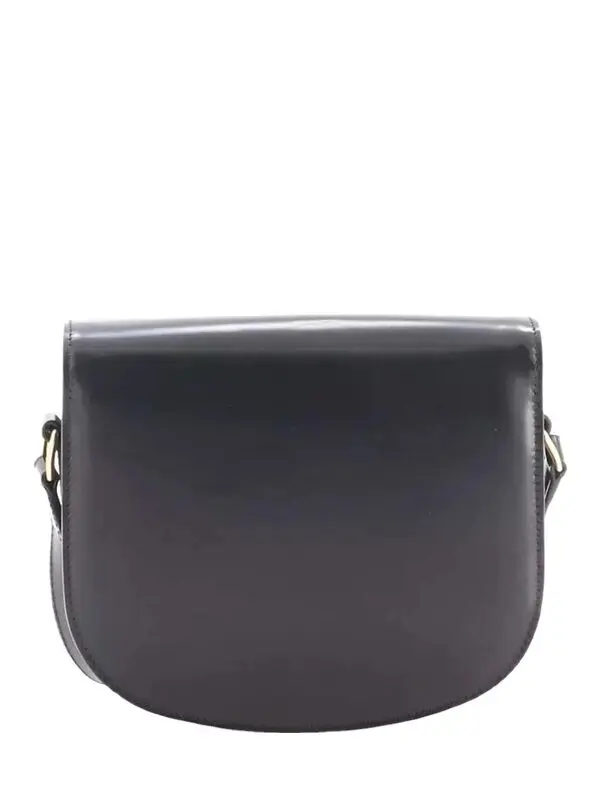 Celine Triomphe Besace Clea Flap Bag Leather Shoulder Bag - Black