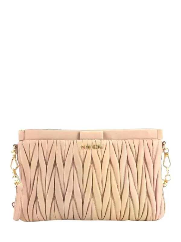 Miu Miu Flap Matelasse Leather Small Crossbody Bag - Neutrals