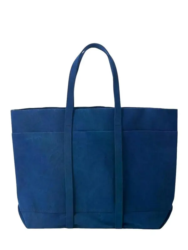 AMIACALVA Washed Canvas 6 Pockets Medium Tote Bag - Blue
