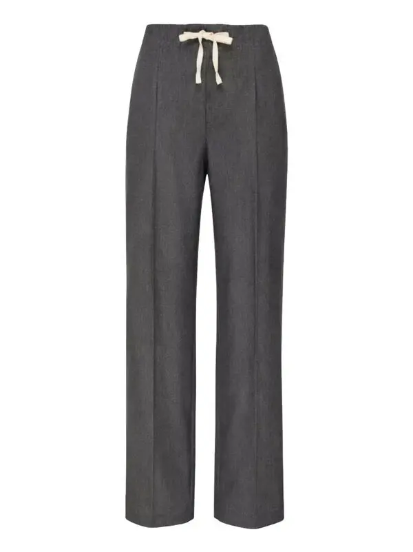 SONIA CARRASCO Pleated Drawstring Wool Trousers - Grey