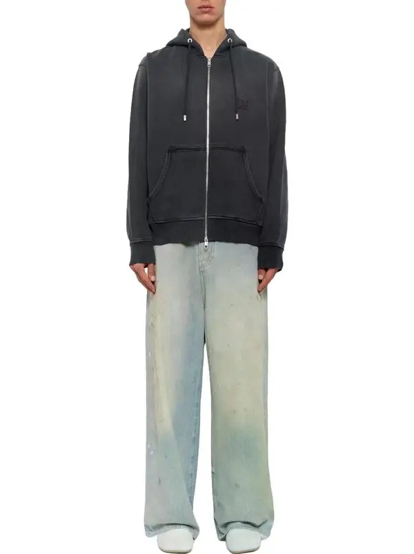 WOOYOUNGMI Washed Logo-print Hoodie - Grey