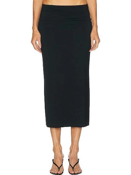 Eterne Elsa Soft Jersey Midi Skirt - Black