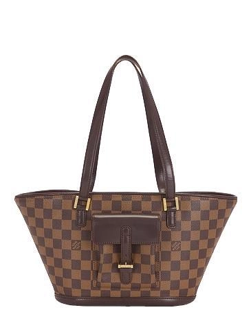 LOUIS VUITTON Damier Ebene Manosque Pm Tote Bag - Brown