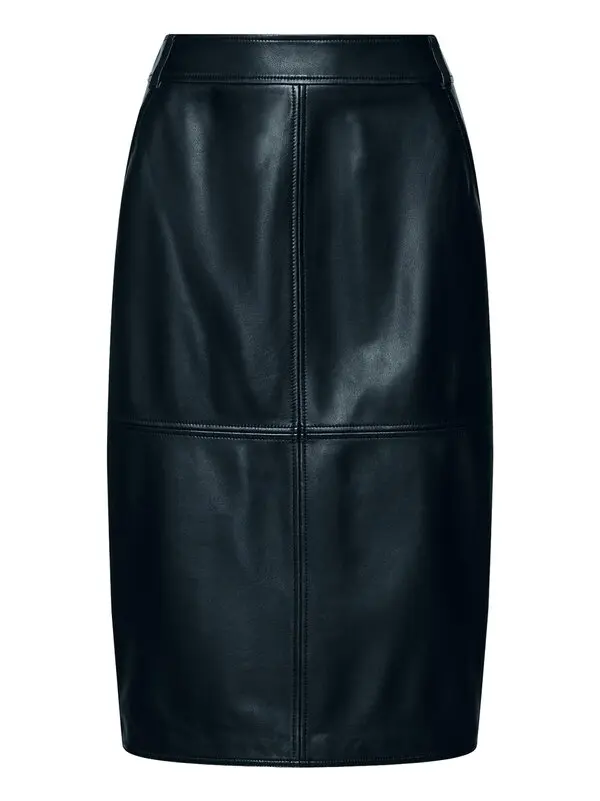 Marella Leather Panelled Skirt - Black