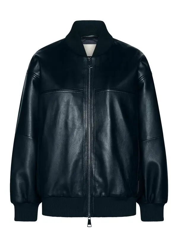 Marella Leather Bomber Jacket - Black
