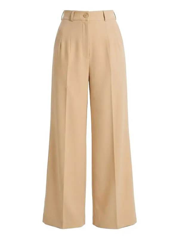 FAZA ATELIER Neutrals Champagne High Waisted Wide Leg Trousers The Hourglass - White