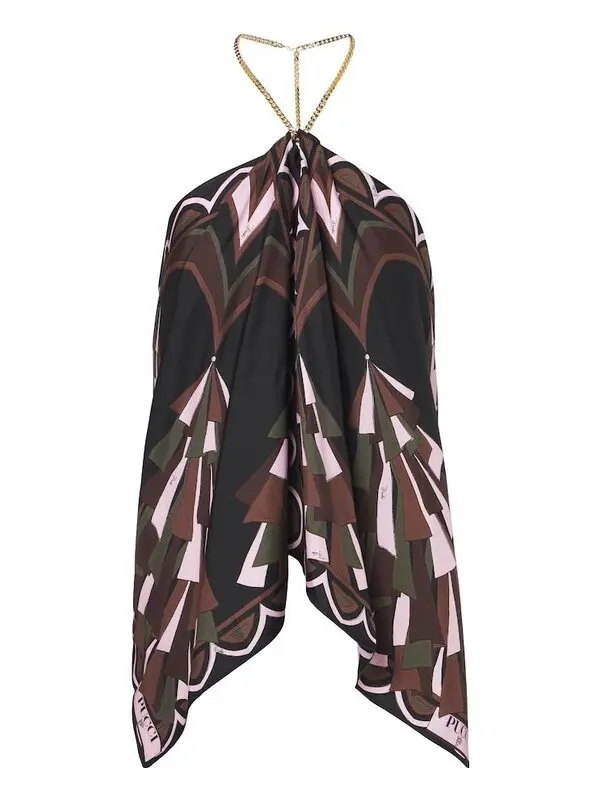 Emilio Pucci Baiadera Halterneck Silk Twill Top - Multicoloured