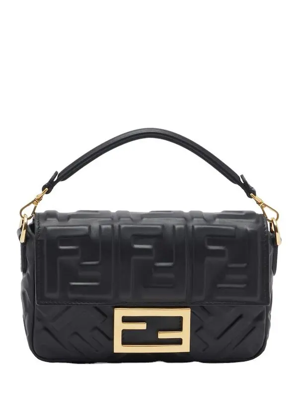 Fendi Baguette® Mini Leather Top-handle Bag - Black