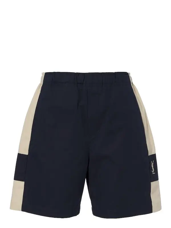 Saint Laurent Cassandre Cotton Shorts - Blue