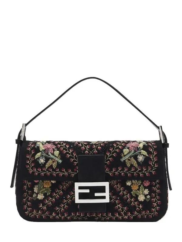 Fendi Baguette® 26424 Floral Suede Shoulder Bag - Multicoloured